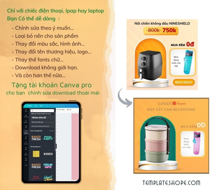 Shopee/Lazada Templates ngành thiết bị điện gia dụng, thiết bị điện tử ...