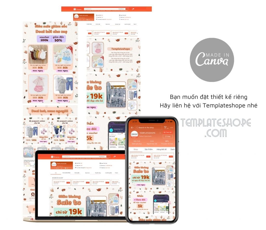 Shopee/Lazada Templates ngành thời trang trẻ em, mẹ & bé, đồ chơi, nhà ...