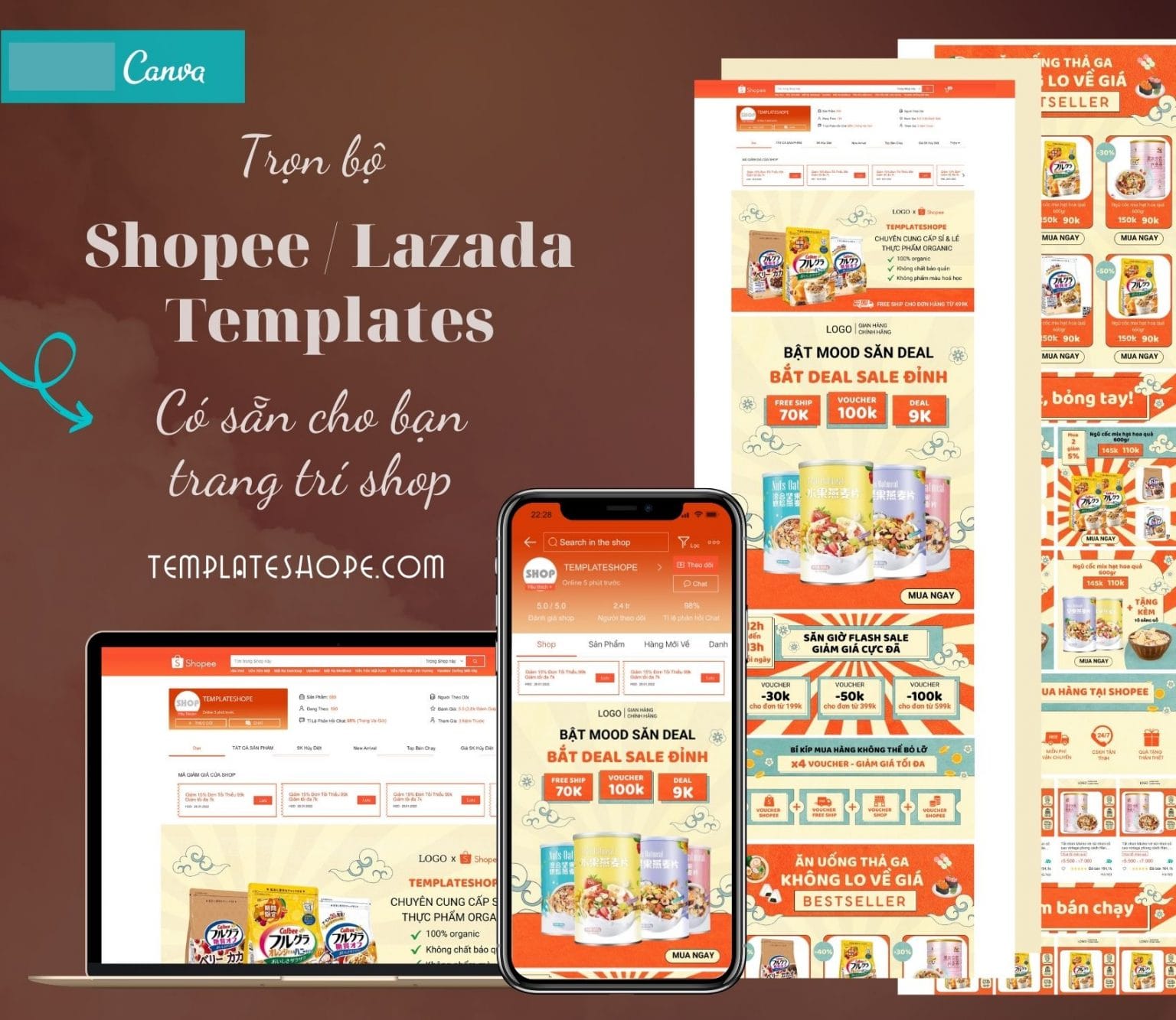 Shopee/Lazada Template ngành Bách hoá online, Sức khoẻ, nhà cửa & đời ...