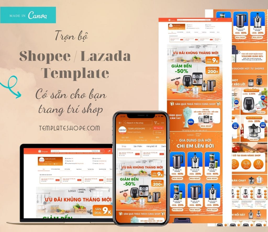 Template Shopee/Lazada ngành Thiết bị điện gia dụng, thiết bị điện tử, nhà cửa & đời sống ...
