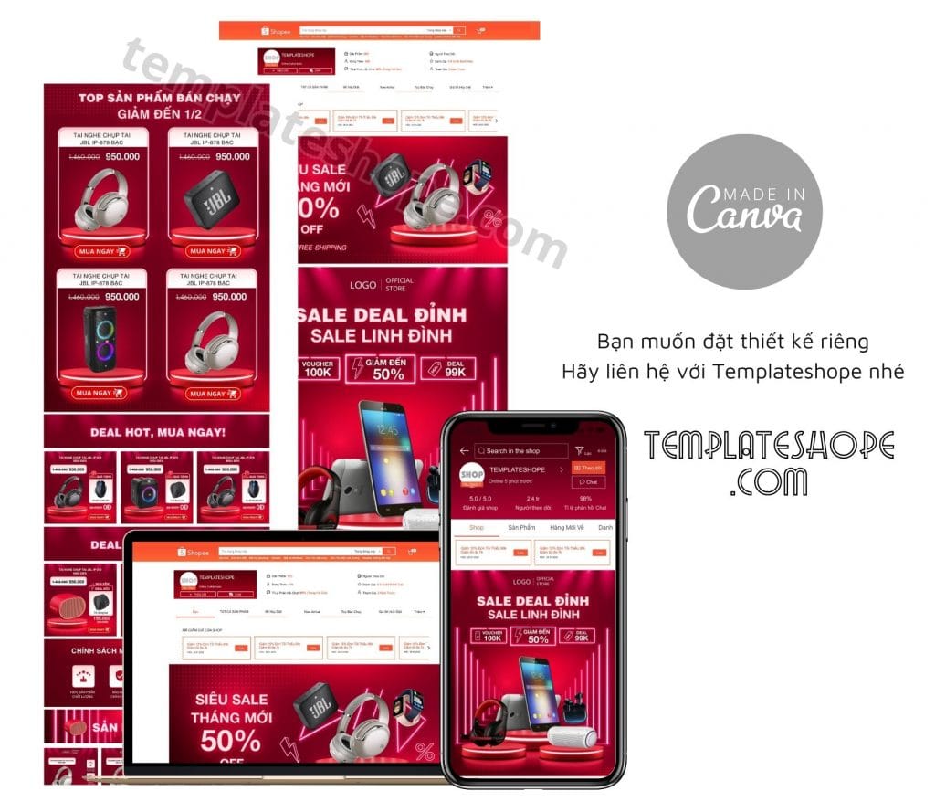 Shopee /Lazada templates ngành thiết bị điện tử, điện thoại & phụ kiện ...