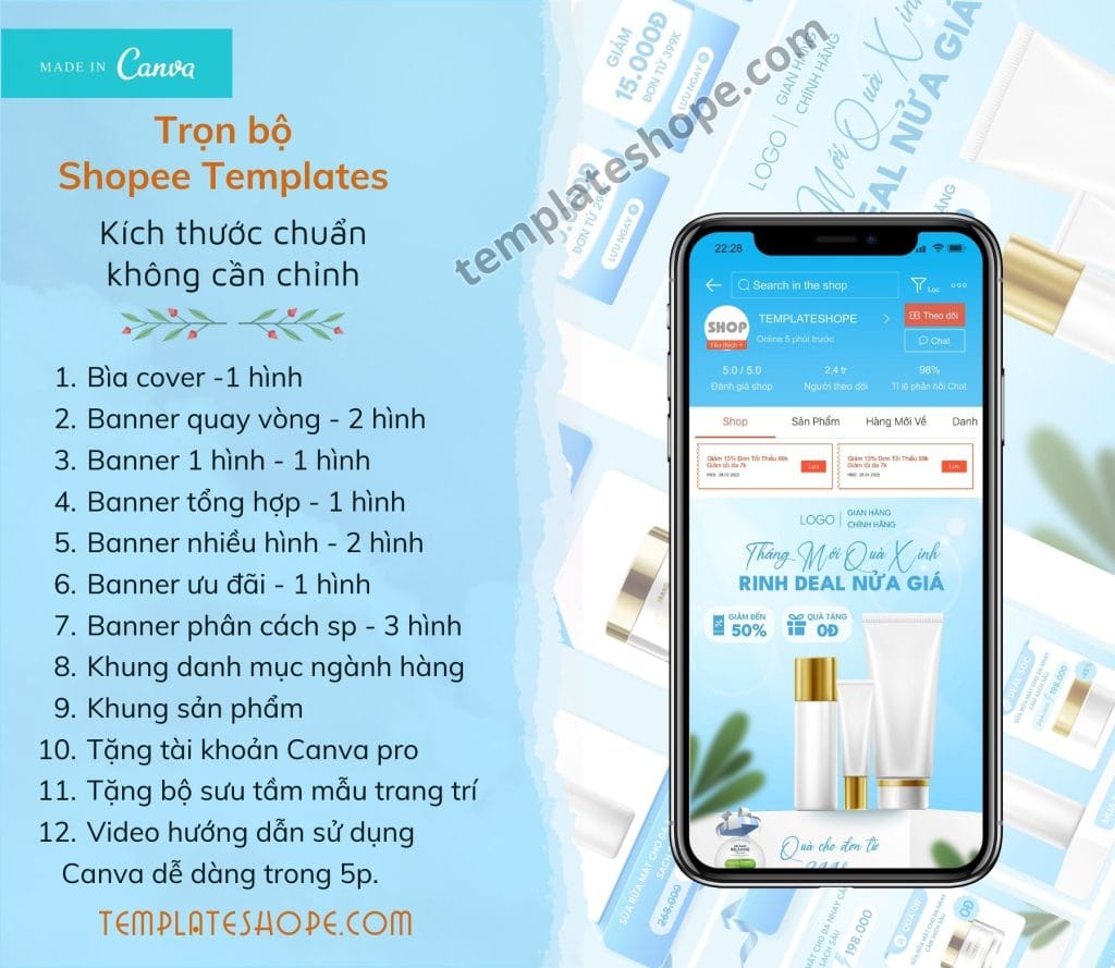 Shopee/Lazada template ngành sắc đẹp, sức khoẻ,... - Template Shopee/Lazada