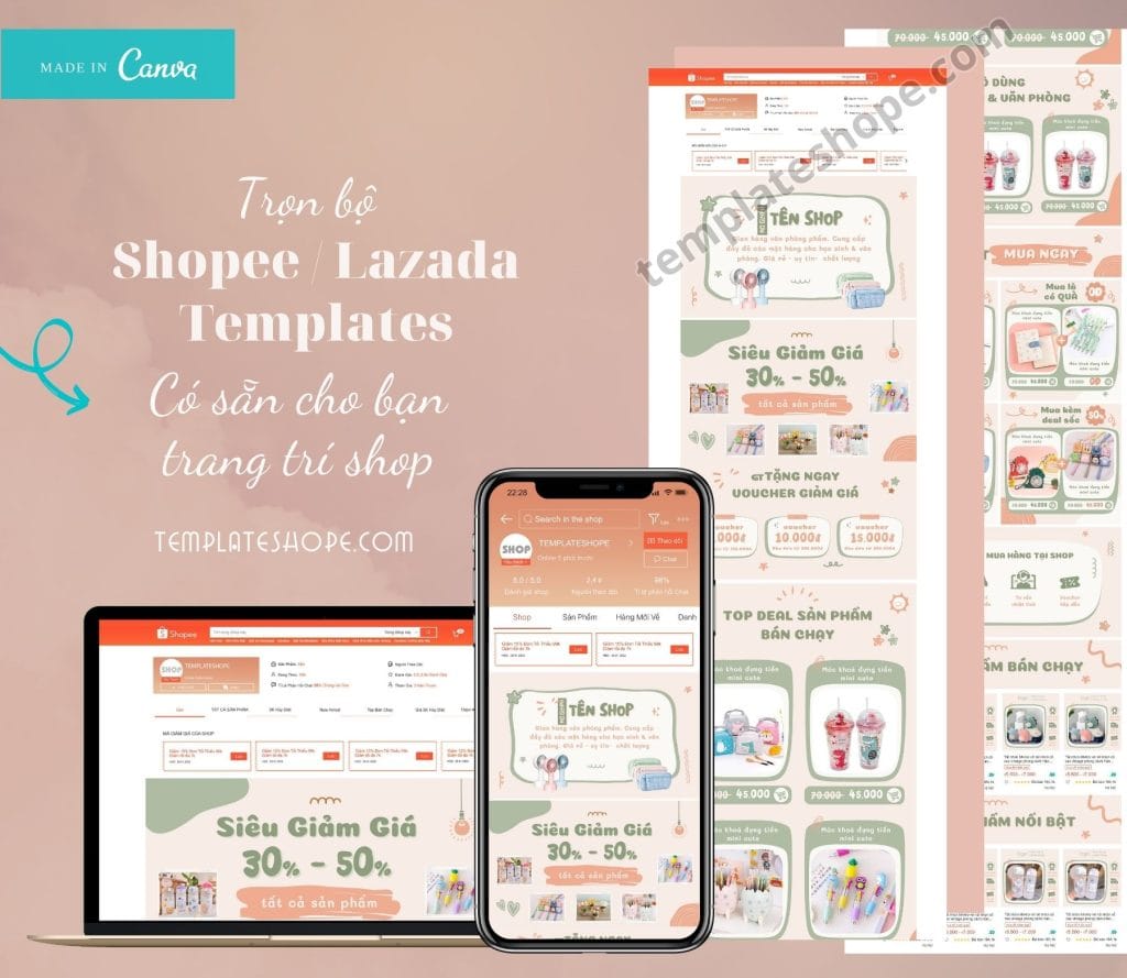 Shopee/Lazada template ngành nhà sách online, dụng cụ & thiết bị tiện ...