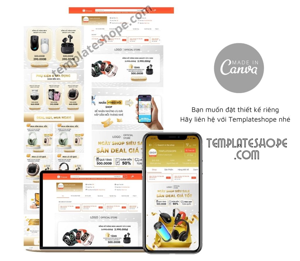 Shopee/Lazada template ngành thiết bị điện tử, thiết bị điện gia dụng ...