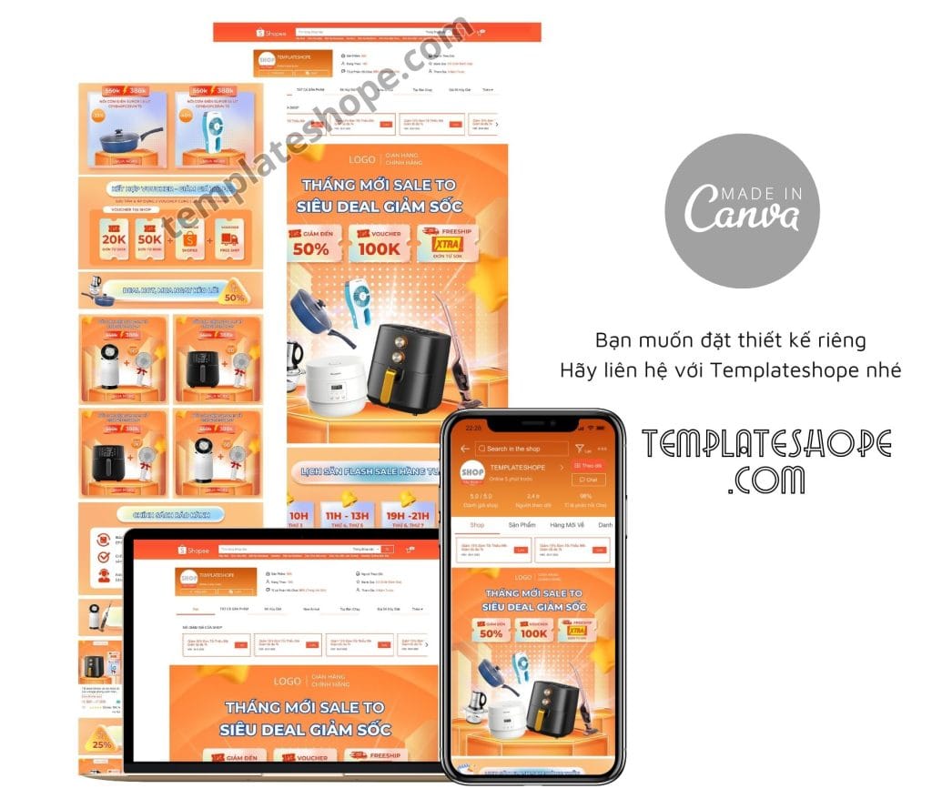 Shopee/Lazada template ngành thiết bị điện gia dụng, thiết bị điện tử ...